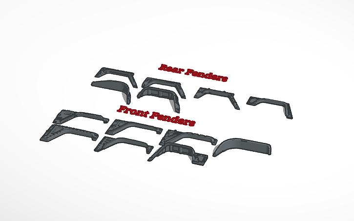 3D design Rear+Front Fenders - Tinkercad
