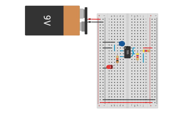 Circuit design 555 Timer (Astable Mode) - Tinkercad
