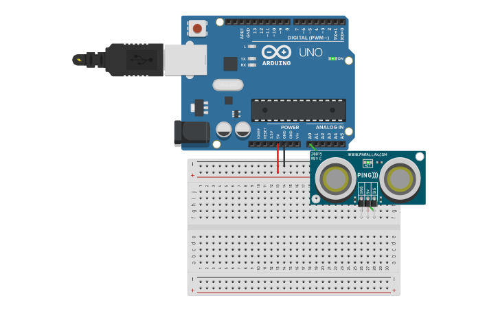 Circuit design Distance Sensor Program | Tinkercad