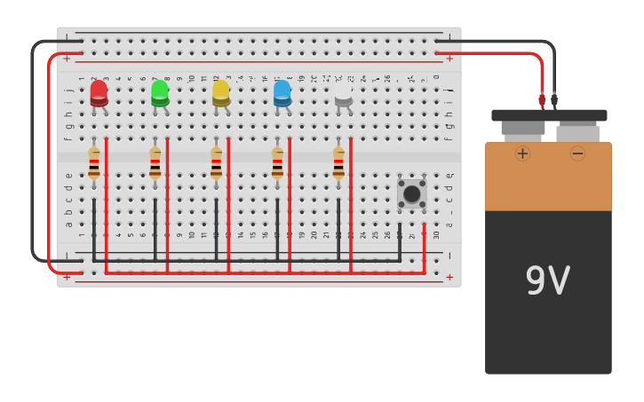 Circuit design Práctica con botón pulsador -Aranza - Tinkercad Circuit design Práctica con botón pulsador -Aranza - Tinkercad