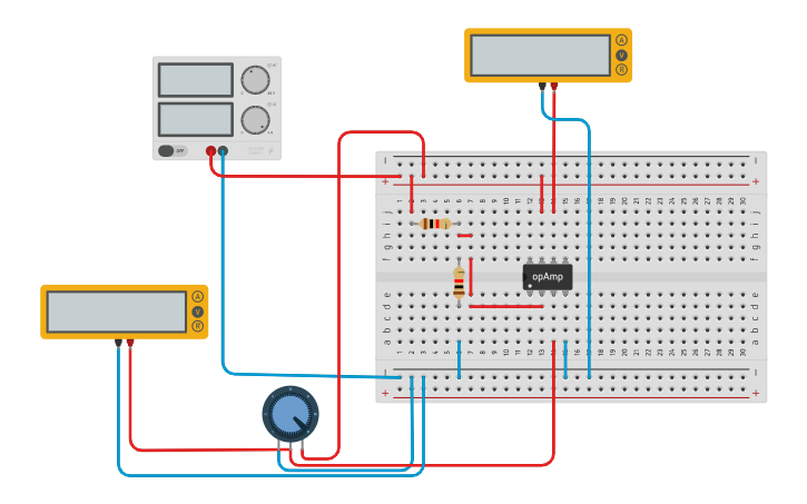 Circuit design rangkaian comparator | Tinkercad