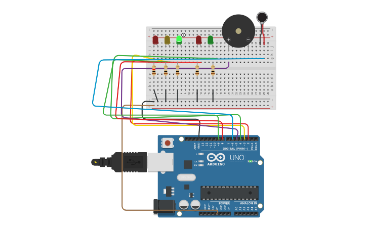Circuit design projeto circuito semaforo - Tinkercad