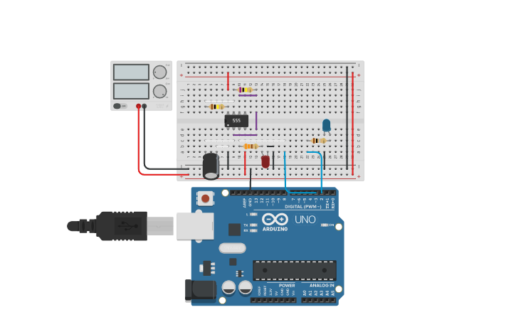 Circuit design Astabil + Arduino | Tinkercad
