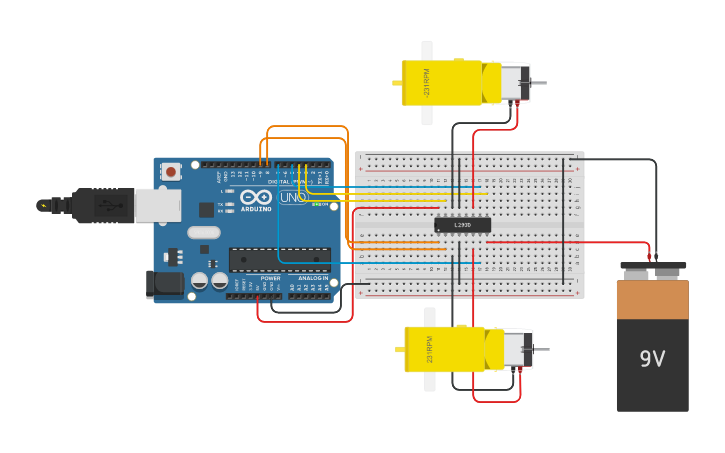 Circuit design L293D Motor Driver - Tinkercad
