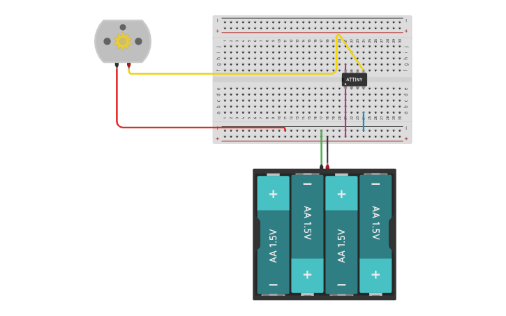Circuit design Interfacing DC motor using Attiny85 - Tinkercad