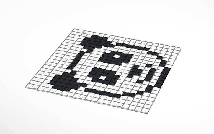3D design Panda Pixel Art - Tinkercad