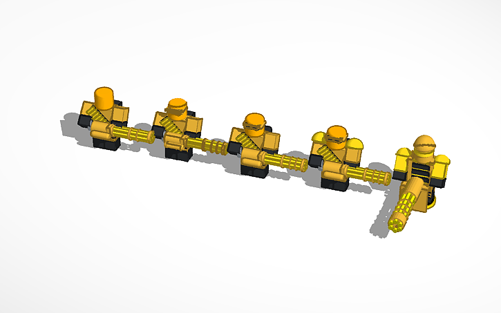 3D design golden minigunner all levels - Tinkercad