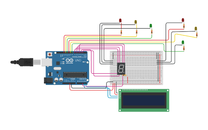 Circuit design Traffic Light System - Tinkercad