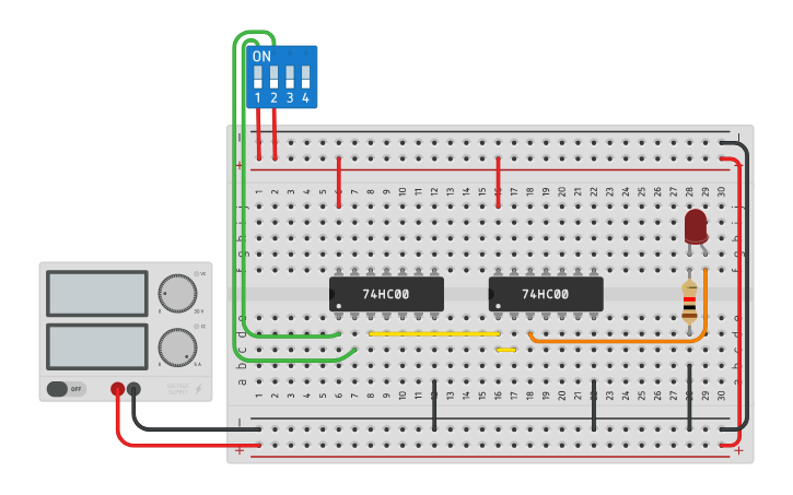 Circuit design AND Gate using NAND Gate - Tinkercad