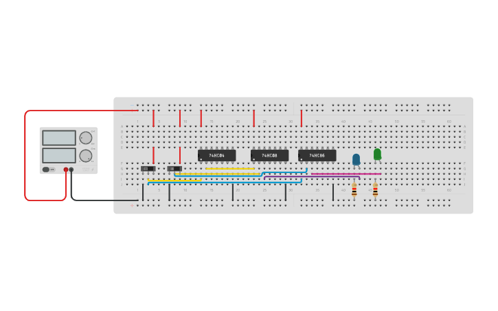 Circuit design HALF SUBTRACTOR using Basic gates - Tinkercad Circuit design HALF SUBTRACTOR using Basic gates - Tinkercad