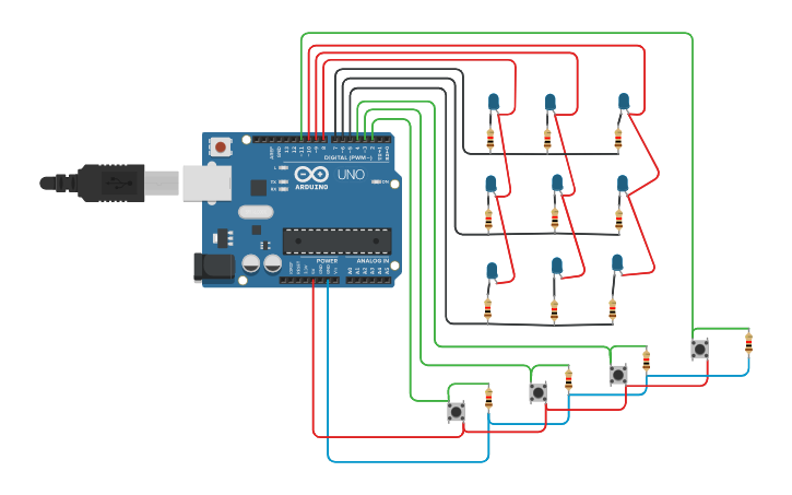 Circuit design Control de Secuencias con Arduino - Tinkercad