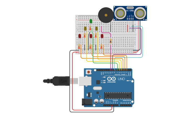 Circuit Design Sensor De Proximidade Tinkercad