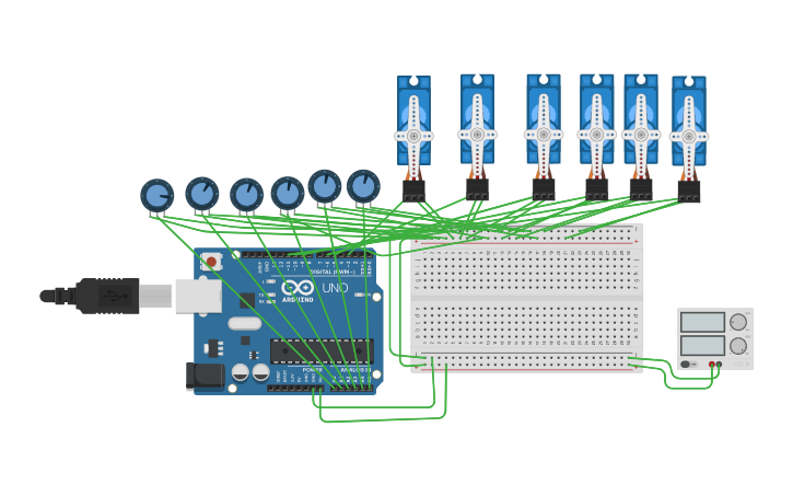 Circuit Design 6 Servo Potentiometer Tinkercad