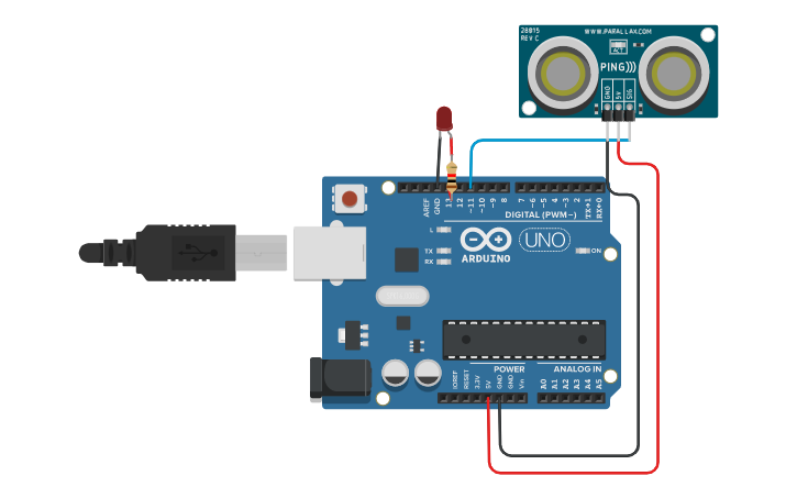 Circuit design Ultrasonic sensor | Tinkercad