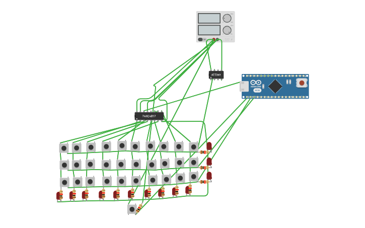 Circuit design Button Matrix | Tinkercad