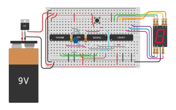 Circuit design Brief Decade Counter with 555 (shorter protoboard ...