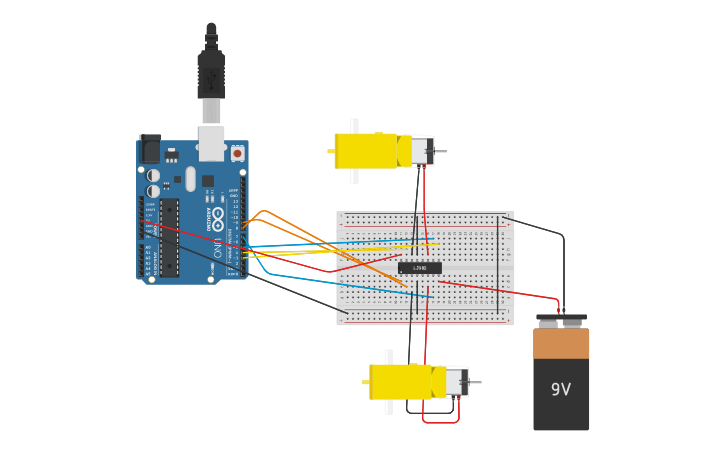 Circuit design L293D Motor Driver - Tinkercad