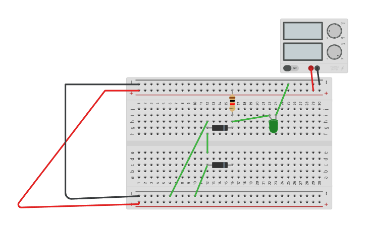 Circuit design NOT GATE using DRL 41220300334 - Tinkercad