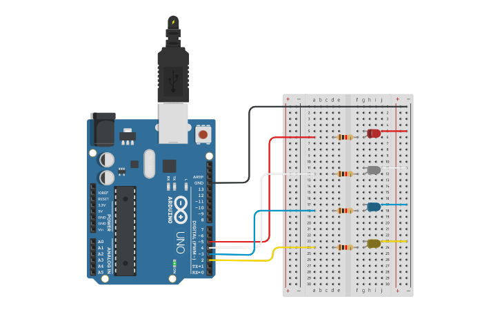 Circuit design Uno Arduino - Tinkercad