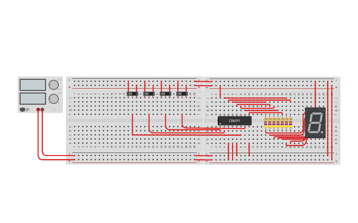 Circuit design TAFALLA - DECIMAL TO BCD DECODER - Tinkercad