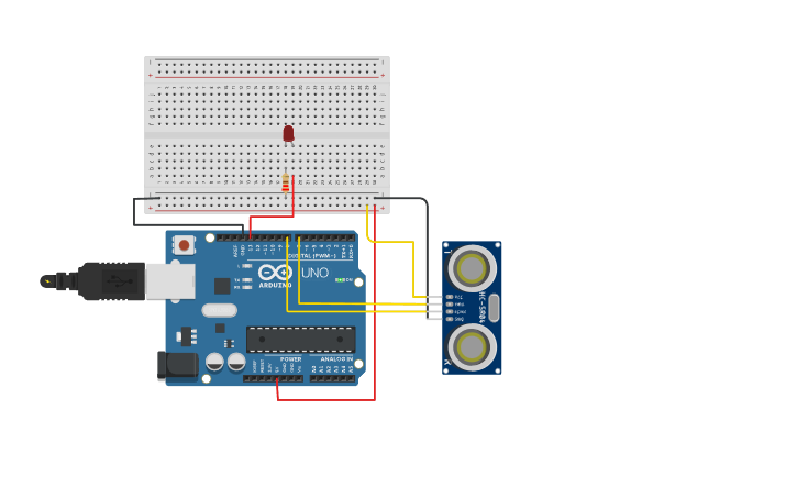 Circuit design sensor of distance. - Tinkercad