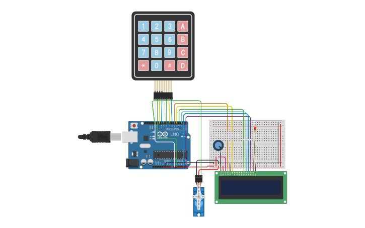 Circuit design Copy of Print 4x4 Keypad Input to LCD | Tinkercad