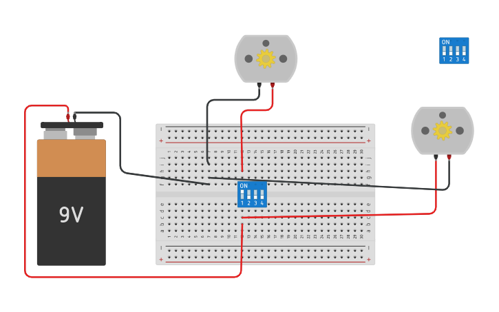 Circuit design Motor en corriente continua - Tinkercad