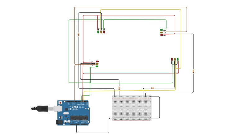 Circuit design Traffic Lights - Tinkercad