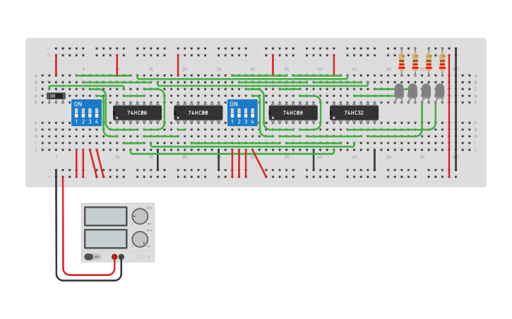Circuit design 4-bit binary multiplexer - Tinkercad Circuit design 4-bit binary multiplexer - Tinkercad