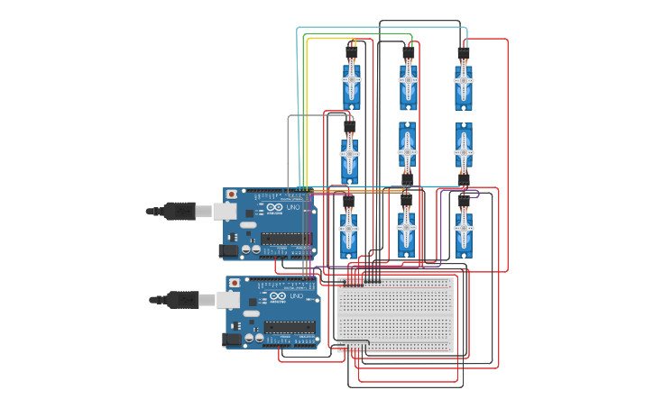 Circuit design table of rising blocks - Tinkercad