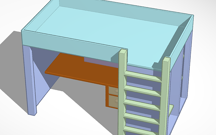 3D design Loft Bed (With Desk) - Tinkercad