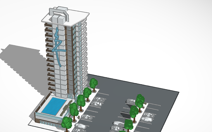 3D design Residential Tower Or Hotel - Tinkercad