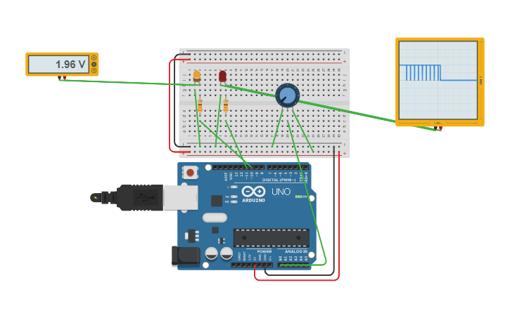 Circuit design BP1 Dersi Arduino Uygulamaları - Potansiyometre Uygulamaları | Tinkercad