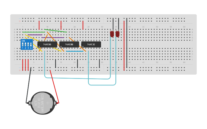 Circuit design 2-Bit Adder - Tinkercad