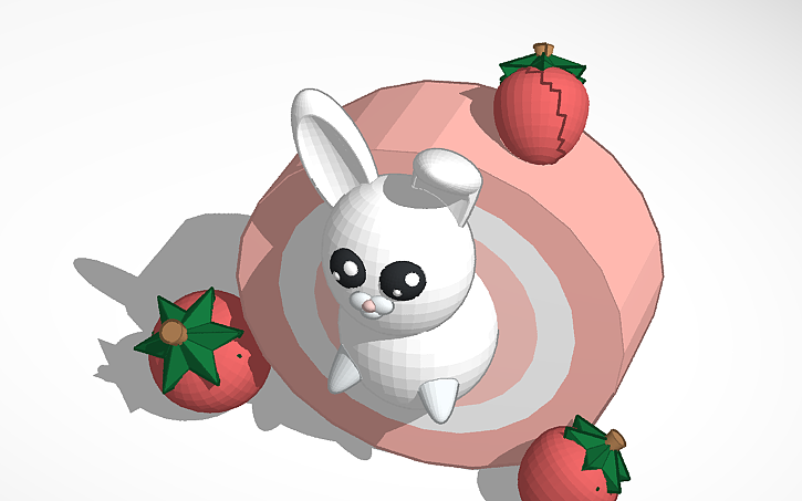 3D design Strawberry Bunny Cake Roll - Tinkercad