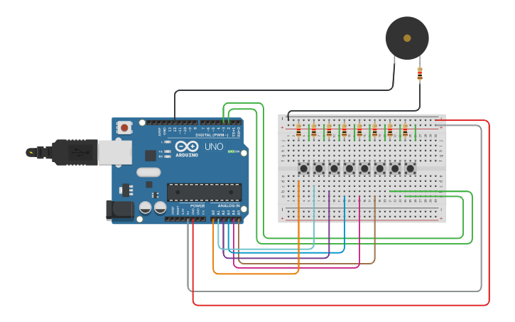 Circuit design Musical Keyboard-SA_RE_GA_MA_PA - Tinkercad