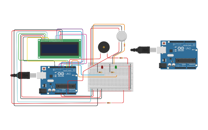Circuit design GAS LEAKAGE DETECTION SYSTEM - Tinkercad
