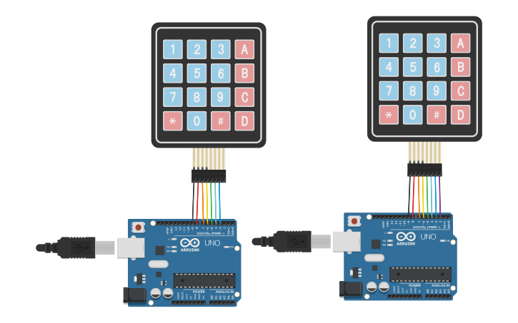 Circuit design 23a_Keypad 4x4 - Tinkercad