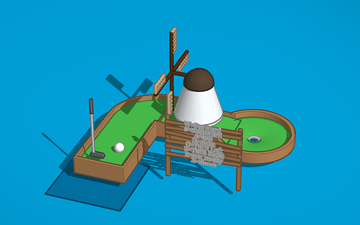 3D design Mini Golf and windmill GAME (keyboard controls) - Tinkercad