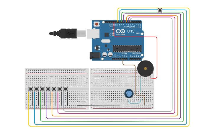 Circuit design Buzzer Button - Tinkercad