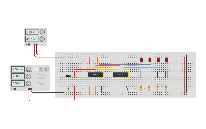 Circuit design Serial In Parallel Out Register - Tinkercad