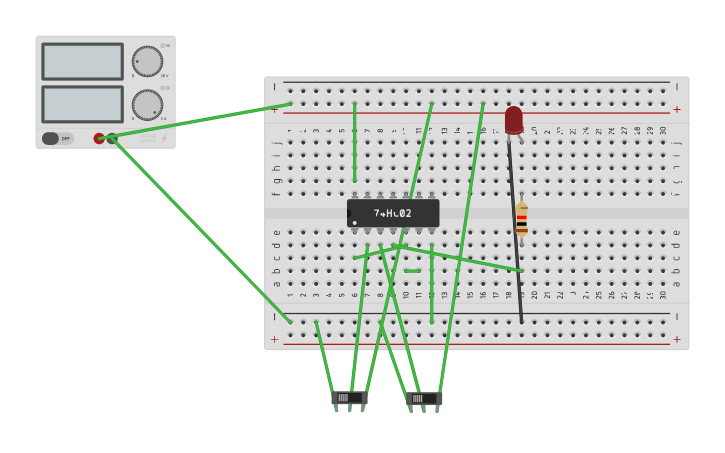 Circuit design NOR AS OR (7402) | Tinkercad