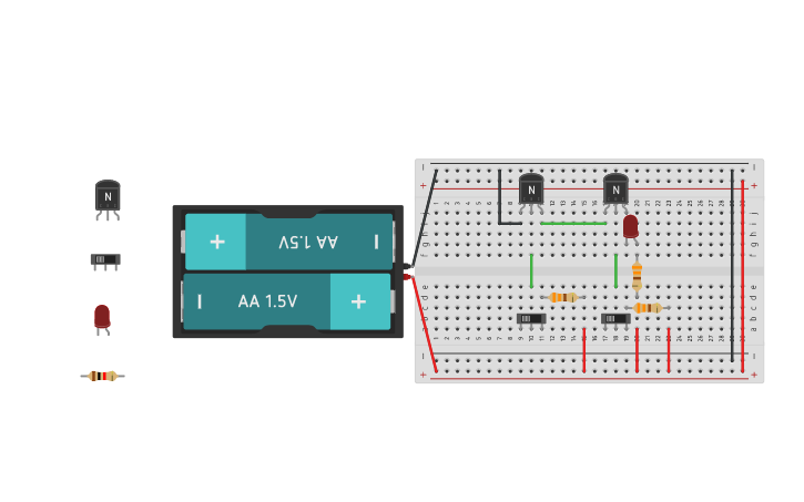 Circuit design AND - Transistors NPN - Tinkercad