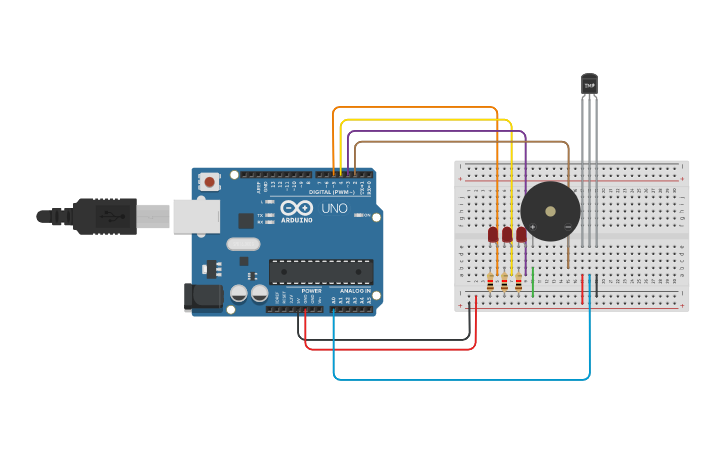 Circuit design Temperature sensor - Tinkercad
