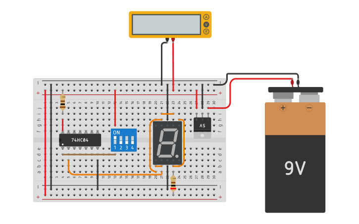 Circuit design Displaying 0 and 1s Using NOT gate Logic | Tinkercad