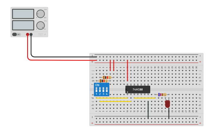 Circuit design Circuito 1 NAND Rossi | Tinkercad