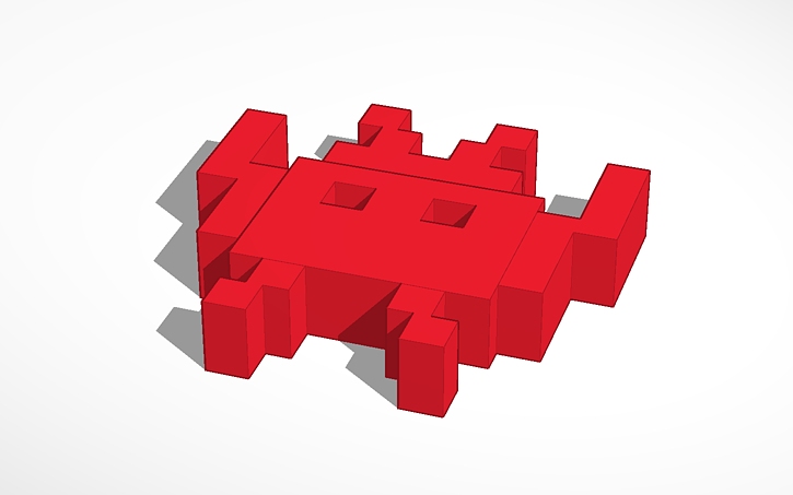 3D design Space invader Wall Decoration - Tinkercad