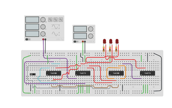 Circuit Design 3 Bit Counter Tinkercad