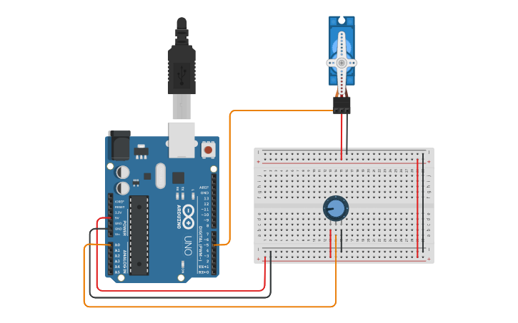 Circuit design Servo Motor - Tinkercad