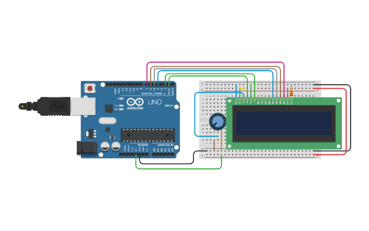 Circuit design Pantalla LCD 16X2 - Tinkercad